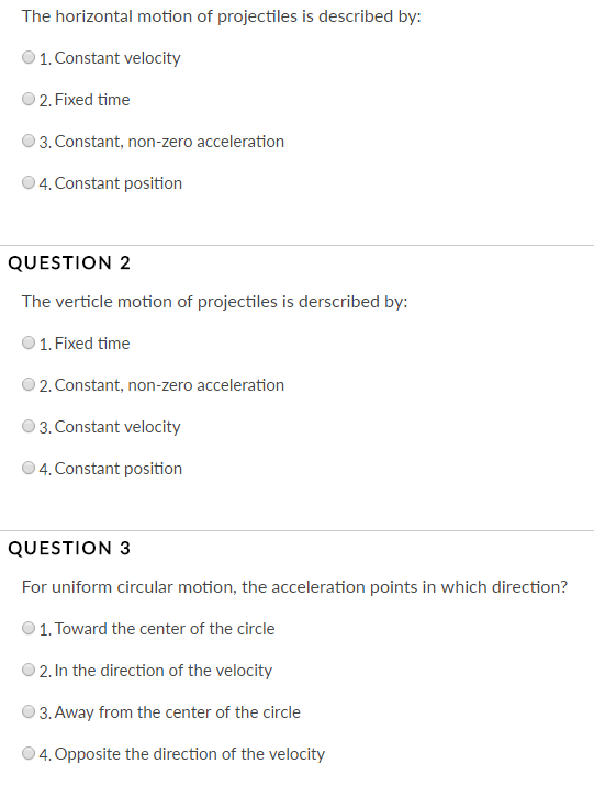 Solved The horizontal motion of projectiles is described by: | Chegg.com