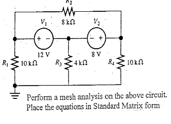 Solved Perform a mesh analysis on the above circuit. Place | Chegg.com