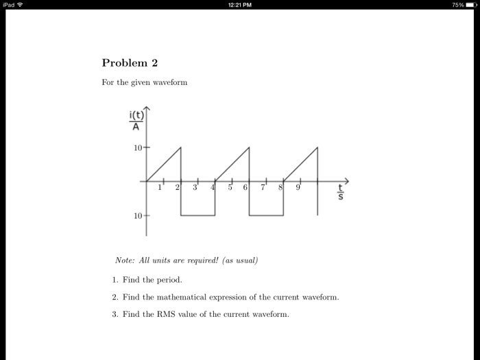 Solved Problem 2 For the given waveform Note: All units are | Chegg.com