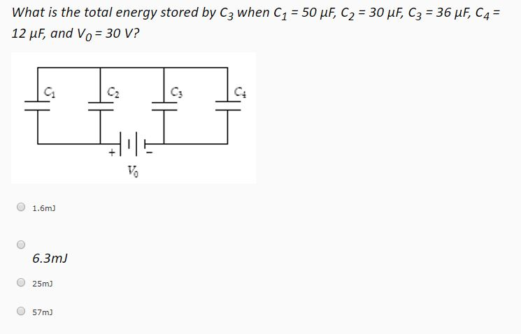 Solved What is the total energy stored by C3 when C1-50 μF, | Chegg.com