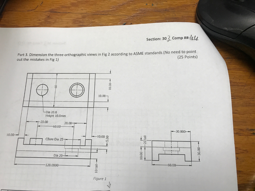 Solved Section: 303 Comp ##:44 Part 3. Dimension the three | Chegg.com