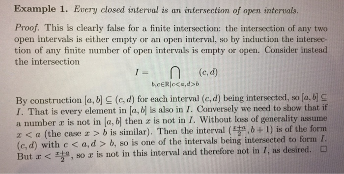 Solved Example 1. Every closed interval is an intersection | Chegg.com