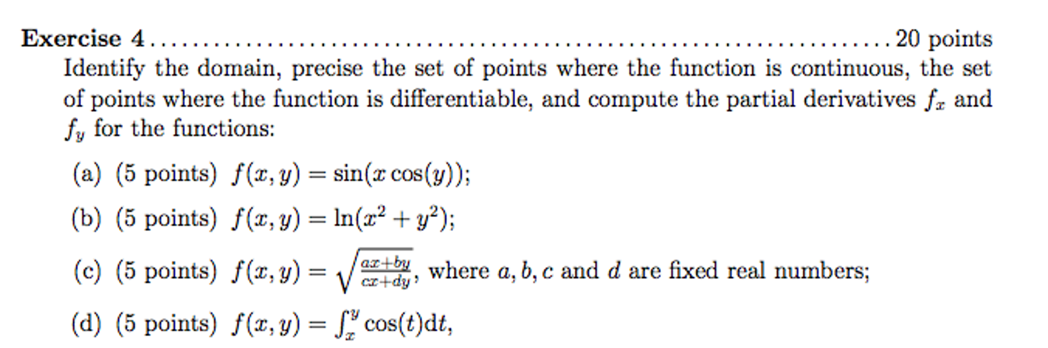 Solved Identify the domain, precise the set of points where | Chegg.com