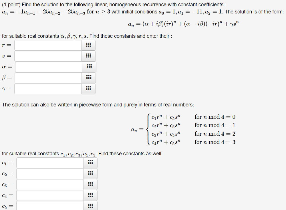 Solved (1 point) Find the solution to the following linear, | Chegg.com