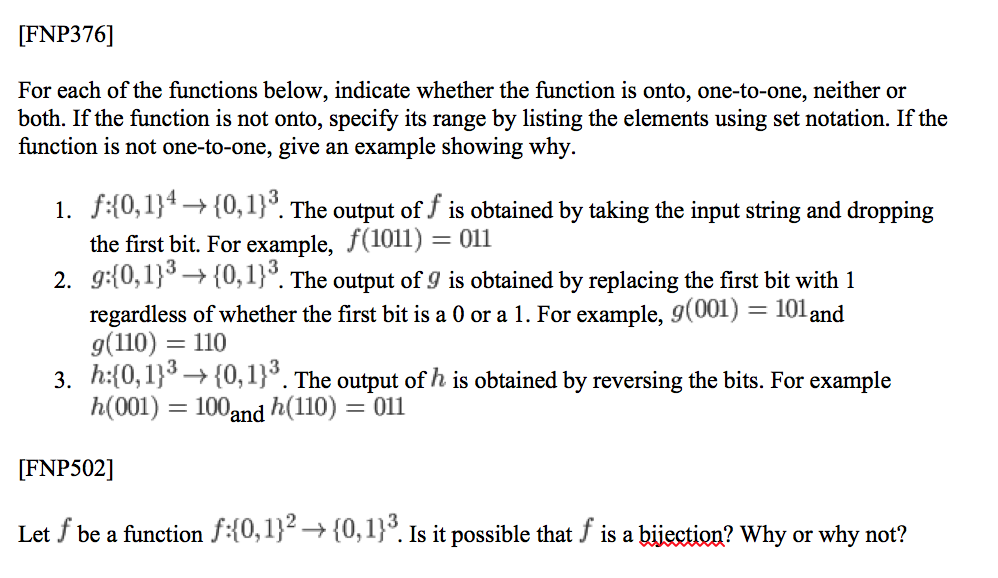 [FNP376] For each of the functions below, indicate | Chegg.com