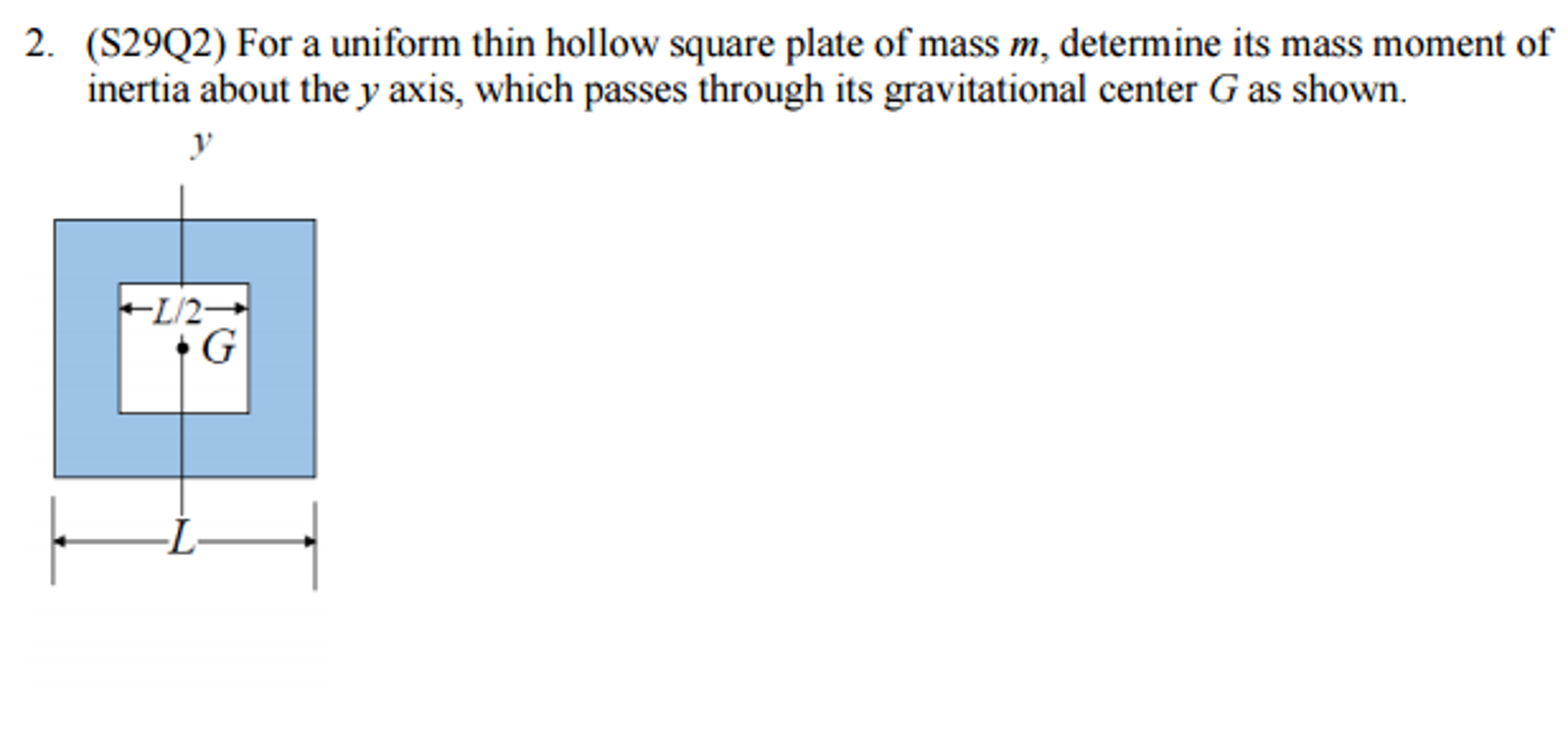 Solved For a uniform thin hollow square plate of mass m, | Chegg.com