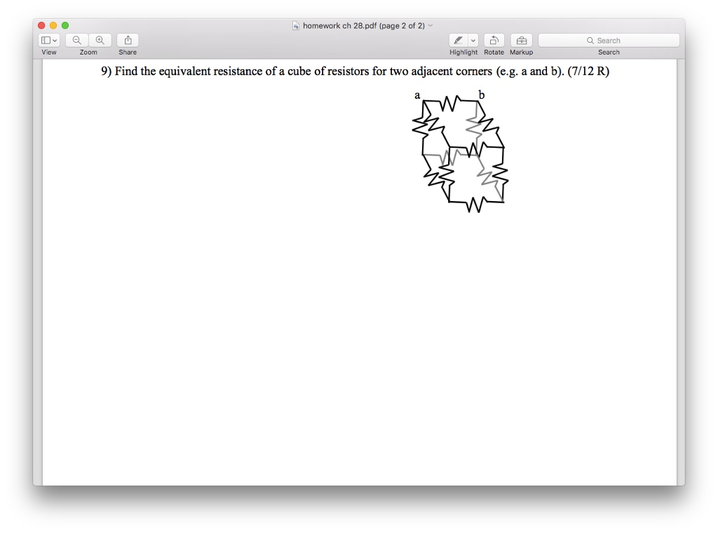 Solved Find the equivalent resistance of a cube of resistors | Chegg.com