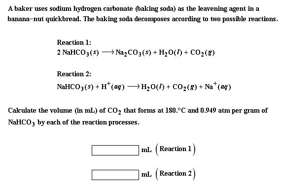 Solved A baker uses sodium hydrogen carbonate (baking soda) | Chegg.com