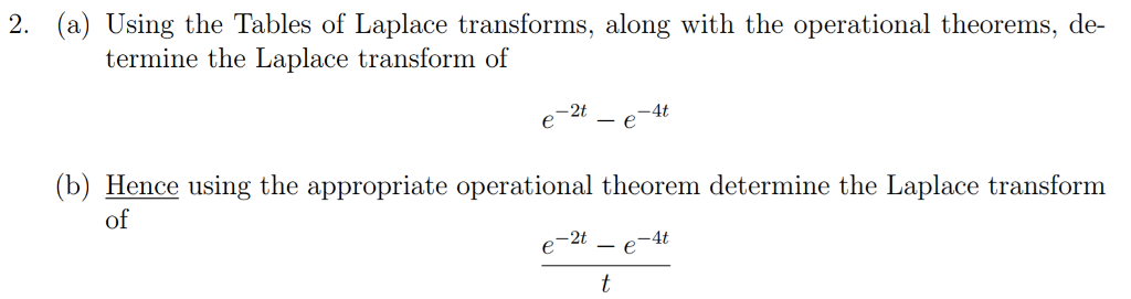Solved 2. (a) Using the Tables of Laplace transforms, along | Chegg.com
