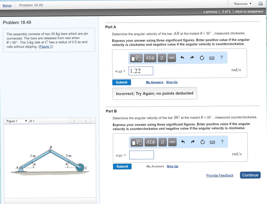 Solved The assembly consists of two 30-kg bars which are pin | Chegg.com
