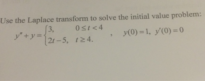 Solved Use the Laplace transform to solve the initial value | Chegg.com