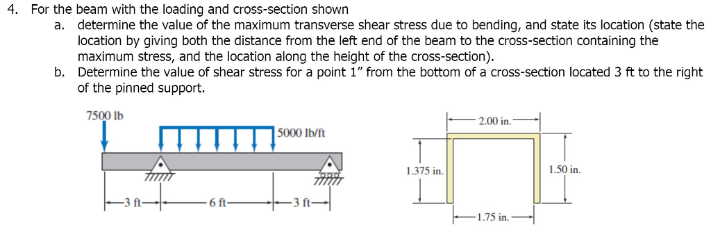 Solved For the beam with the loading and cross-section shown | Chegg.com