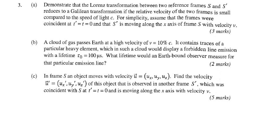 Solved Demonstrate that the Lorenz transformation between | Chegg.com