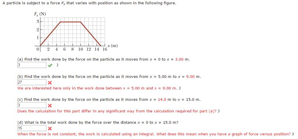 Solved A particle is subject to a force F_x that varies with | Chegg.com