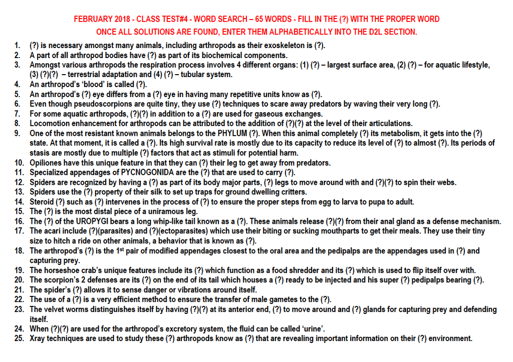 Solved FEBRUARY 2018-CLASS TEST#4-WORD SEARCH-65 WORDS " | Chegg.com