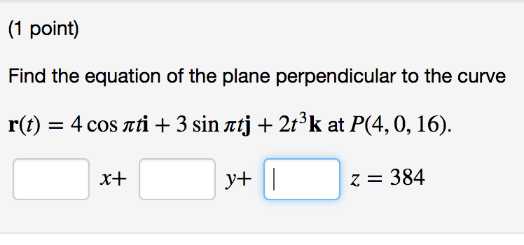 Solved Find the equation of the plane perpendicular to the | Chegg.com