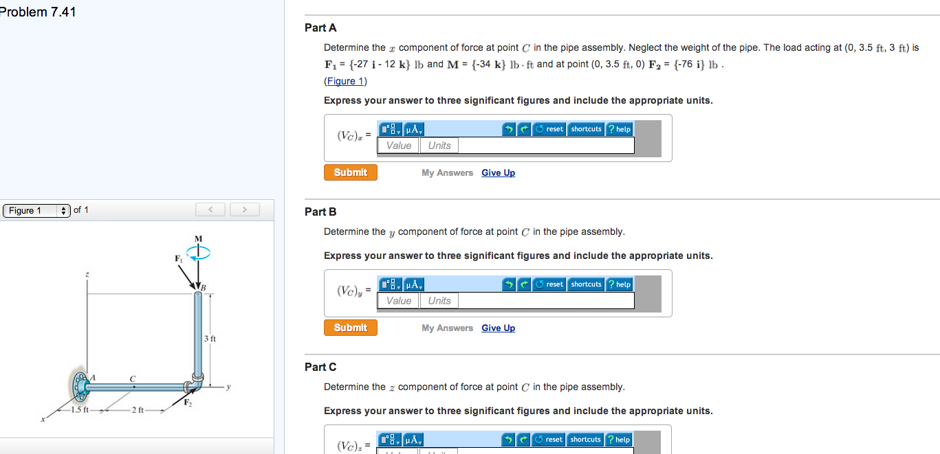 Solved find: (Vc)x , (Vc)y , (Vc)z , (Mc)x , | Chegg.com