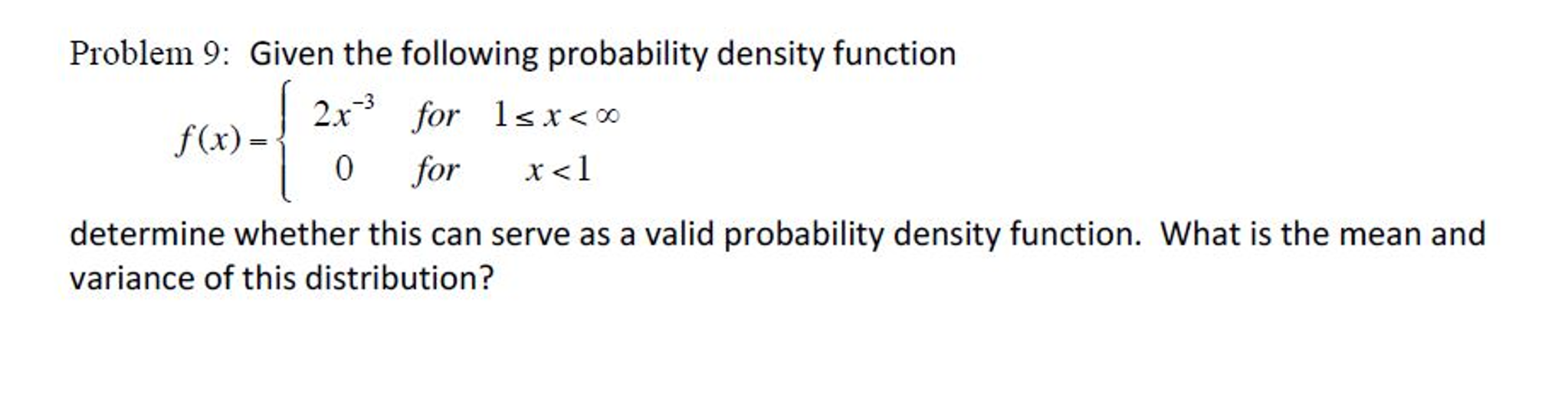 Given the following probability density function | Chegg.com