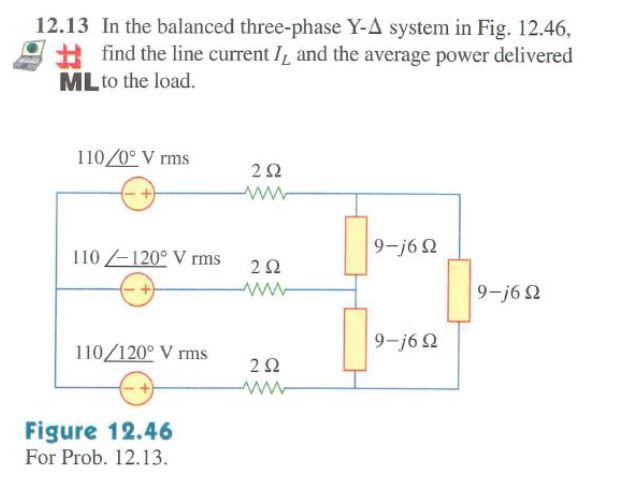 Solved In the balanced three-phase Y-Delta system in Fig. | Chegg.com