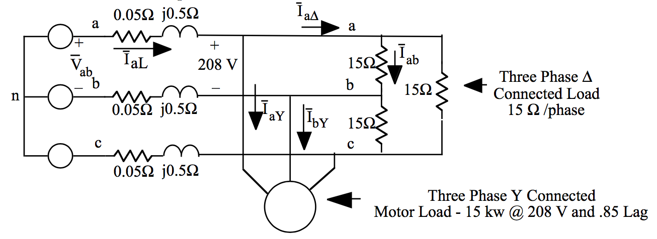 Solved A balanced three phase 208/120 V system as shown in | Chegg.com