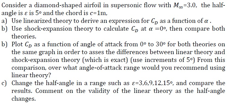 Consider a diamond-shaped airfoil in supersonic flow | Chegg.com
