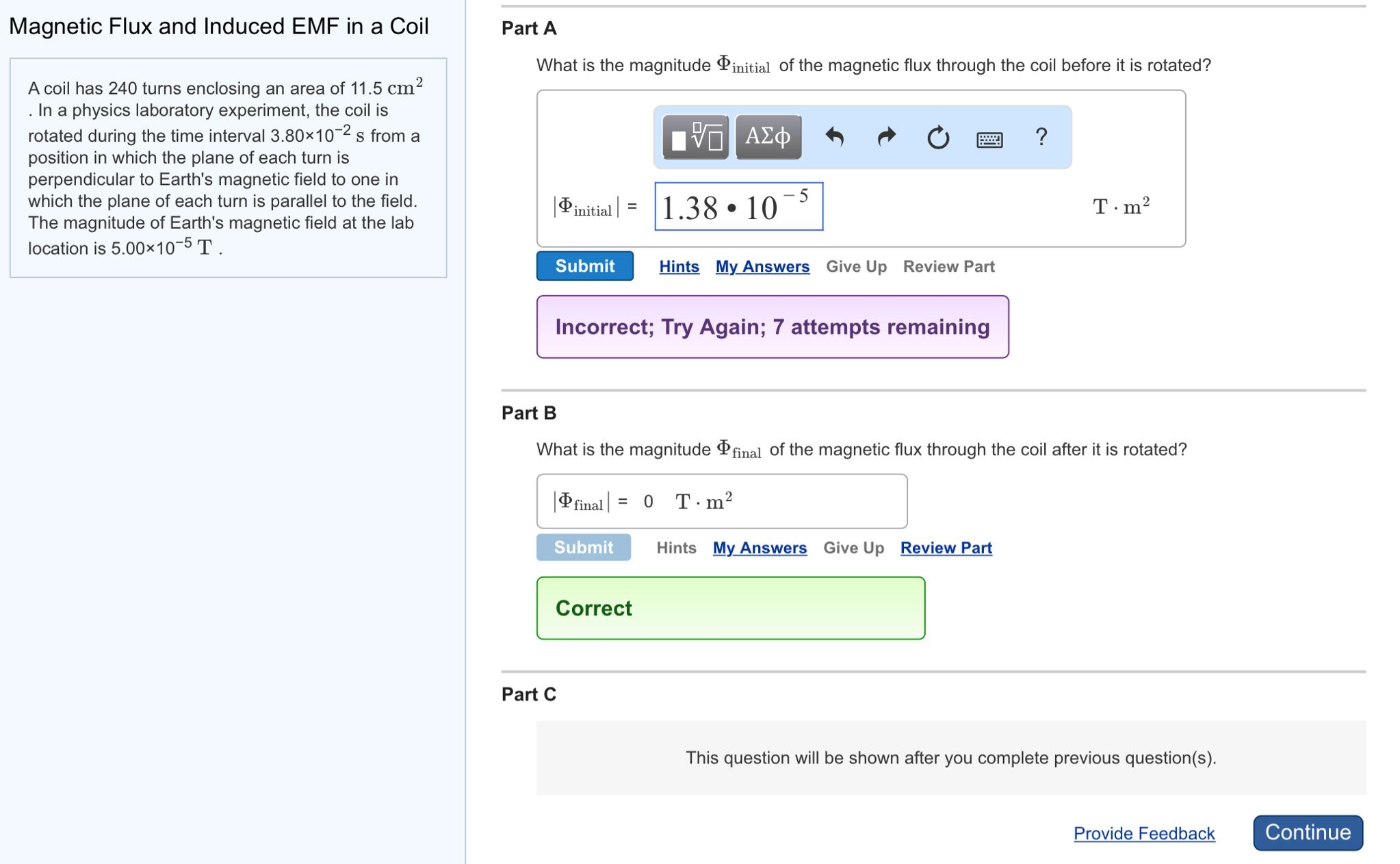 Solved Magnetic Flux and Induced EMF in a Coil Part A What | Chegg.com
