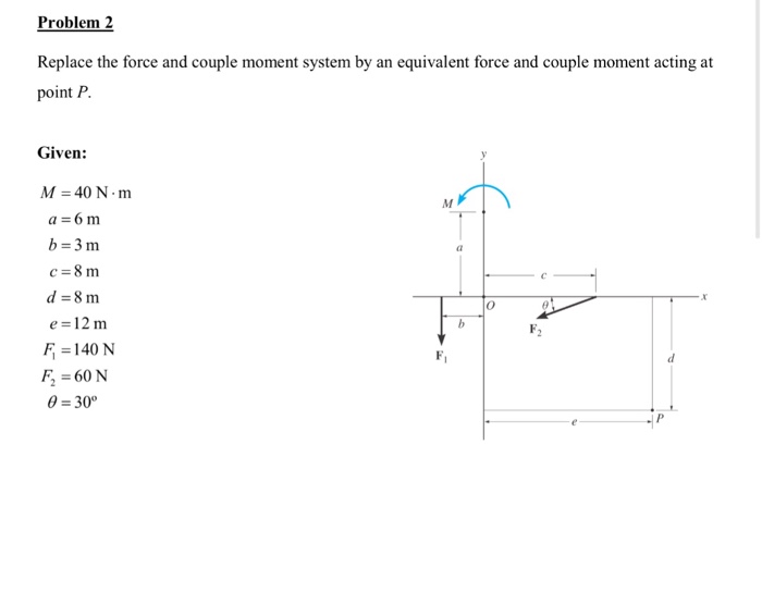 Solved Problem 2 Replace the force and couple moment system | Chegg.com