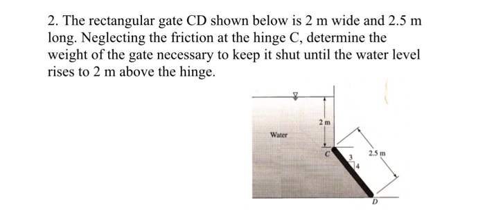 Solved The rectangular gate CD shown below is 2 m wide and | Chegg.com