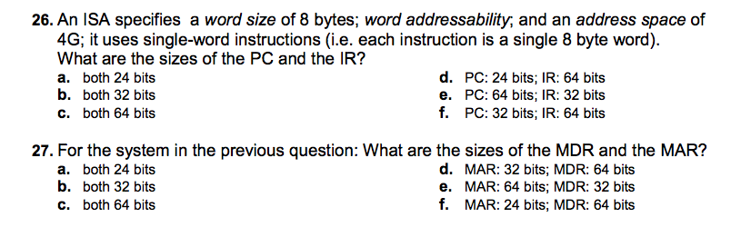 Solved An ISA specifies a word size of 8 bytes; word | Chegg.com