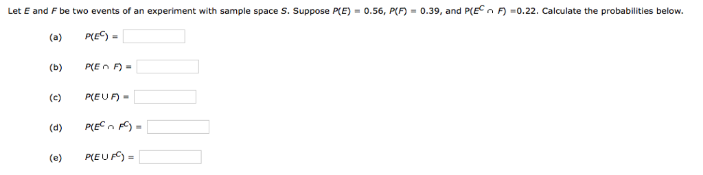 Solved Let E and F be two events of an experiment with | Chegg.com