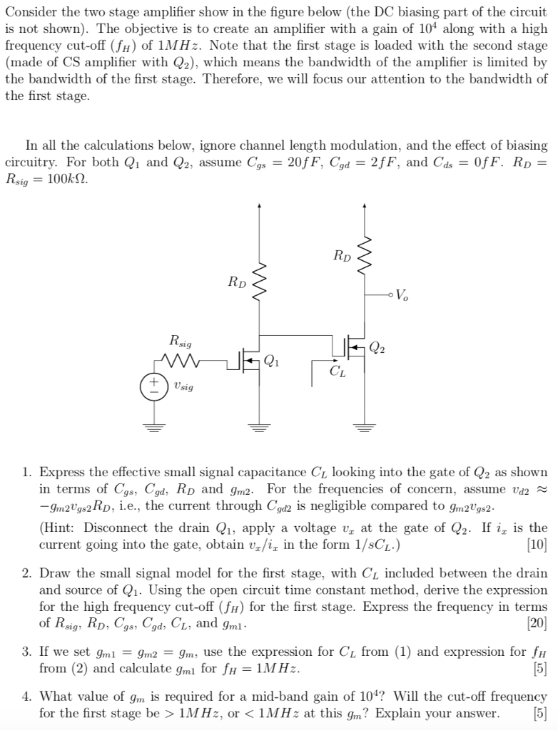 Solved Consider the two stage amplifier show in the figure | Chegg.com
