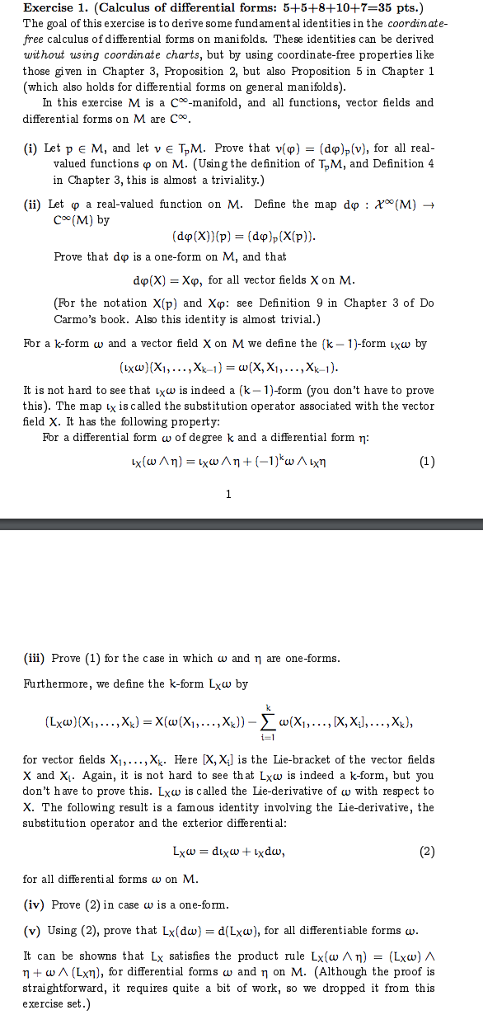 Solved Exercise 1. (Calculus of differential forms: | Chegg.com