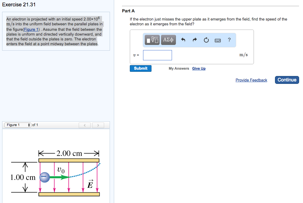 Solved An electron is projected with an initial speed 2.00 | Chegg.com