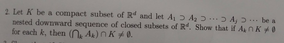 Solved 2. Let K be a compact subset of Rd and let A1 A2 Ajっ… | Chegg.com