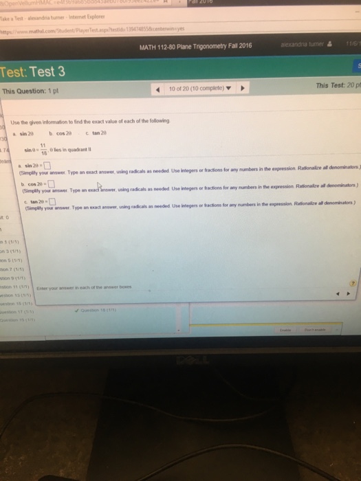 Solved Use the given information to find the exact value of | Chegg.com