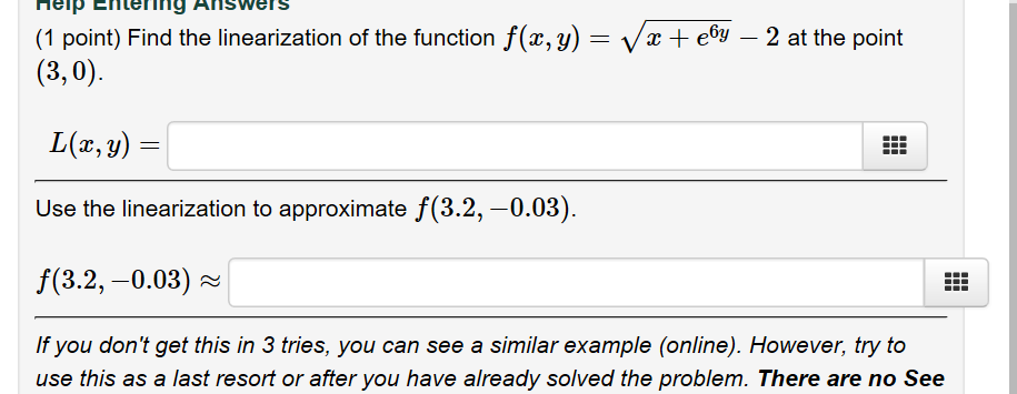 Solved Heip Entering Answer ind the linearization of the | Chegg.com