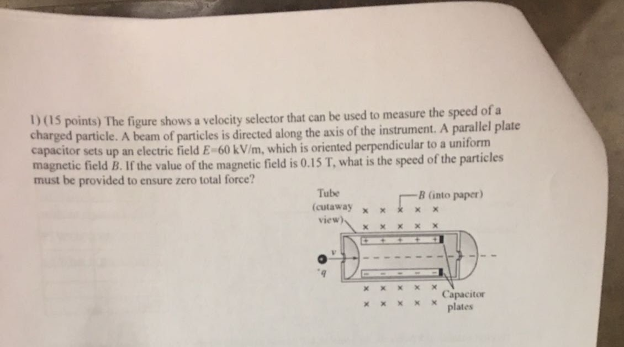 Solved The figure shows a velocity selector that can be used | Chegg.com