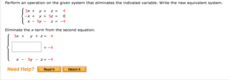 Solved Perform an operation on the given system that | Chegg.com