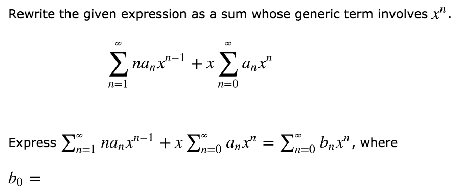 Solved Rewrite the given expression as a sum whose generic | Chegg.com