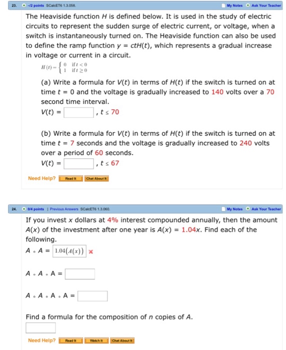 Solved The Heaviside function H is defined below. It is used | Chegg.com