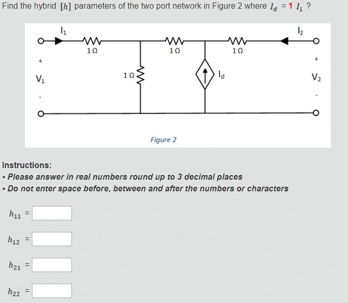 Solved Find the hybrid [h] parameters of the two port | Chegg.com