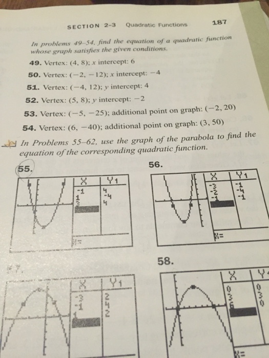 Solved SECTION 2-3 Quadratic Functions 187 In problems | Chegg.com