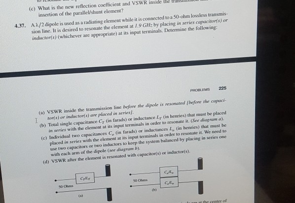 Solved (c) What is the new reflection coefficient and VSWR | Chegg.com
