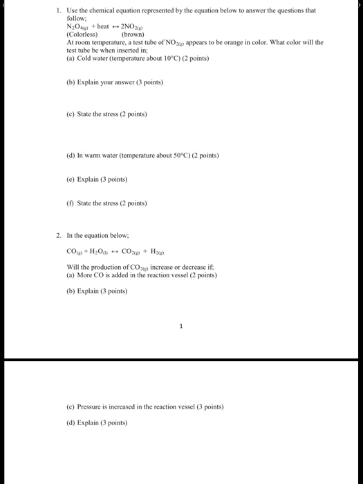 Solved Use the chemical equation represented by the equation | Chegg.com