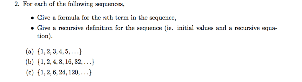 Solved 2. For each of the following sequences, ·Give a | Chegg.com