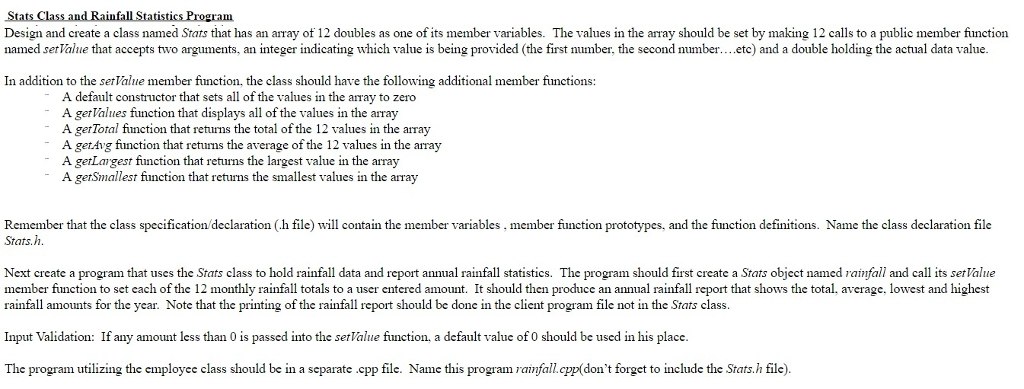 Solved Design and create a class named Stats that has an | Chegg.com Solved Design and create a class named Stats that has an | Chegg.com
