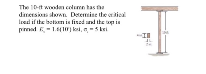 Solved The 10-ft wooden column has the dimensions shown. | Chegg.com
