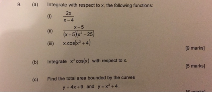 Solved Integrate with respect to x, the following functions: | Chegg.com