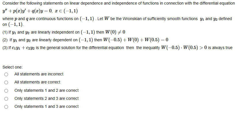 Solved Consider the following statements on linear | Chegg.com