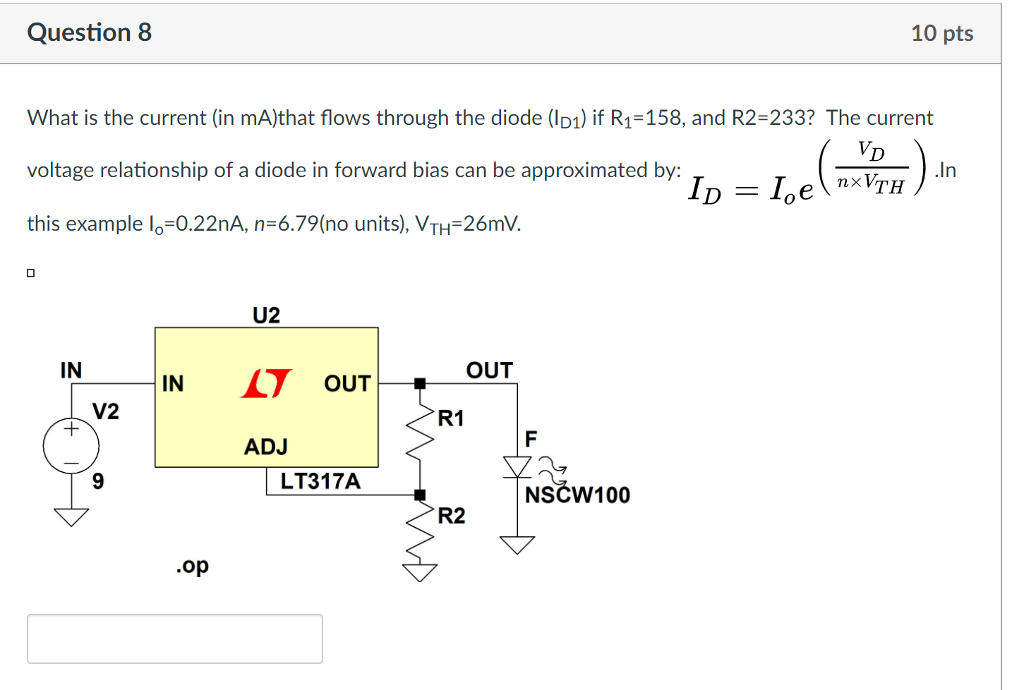 Solved Question 8 10 pts What is the current (in mA)that | Chegg.com